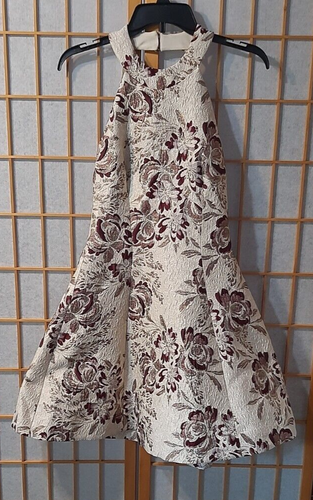 Dress the Population Abbie Halter Floral Burgandy and White Dress size ...