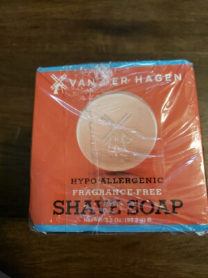 Van Der Hagen Unscented Luxury Shave Soap 3.5oz Hypo-Allergenic Shea ...