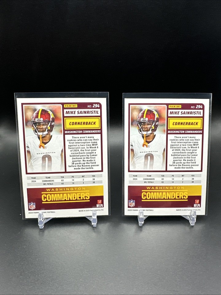 2025 Score Football #294 Mike Sainristil, Washington Commanders (2 ...