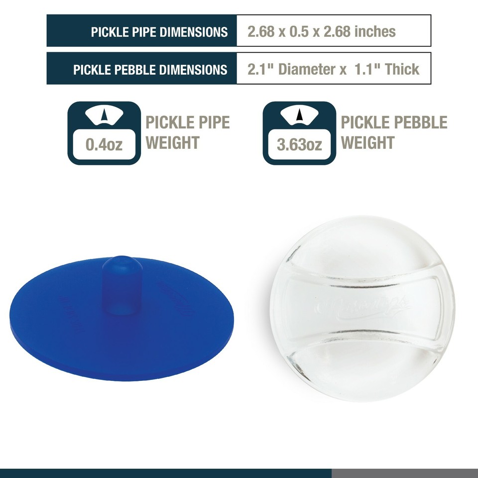 Masontops 8 PC Pickle Pebbles Glass Weight & Pickle Pipes Airlock Kits ...