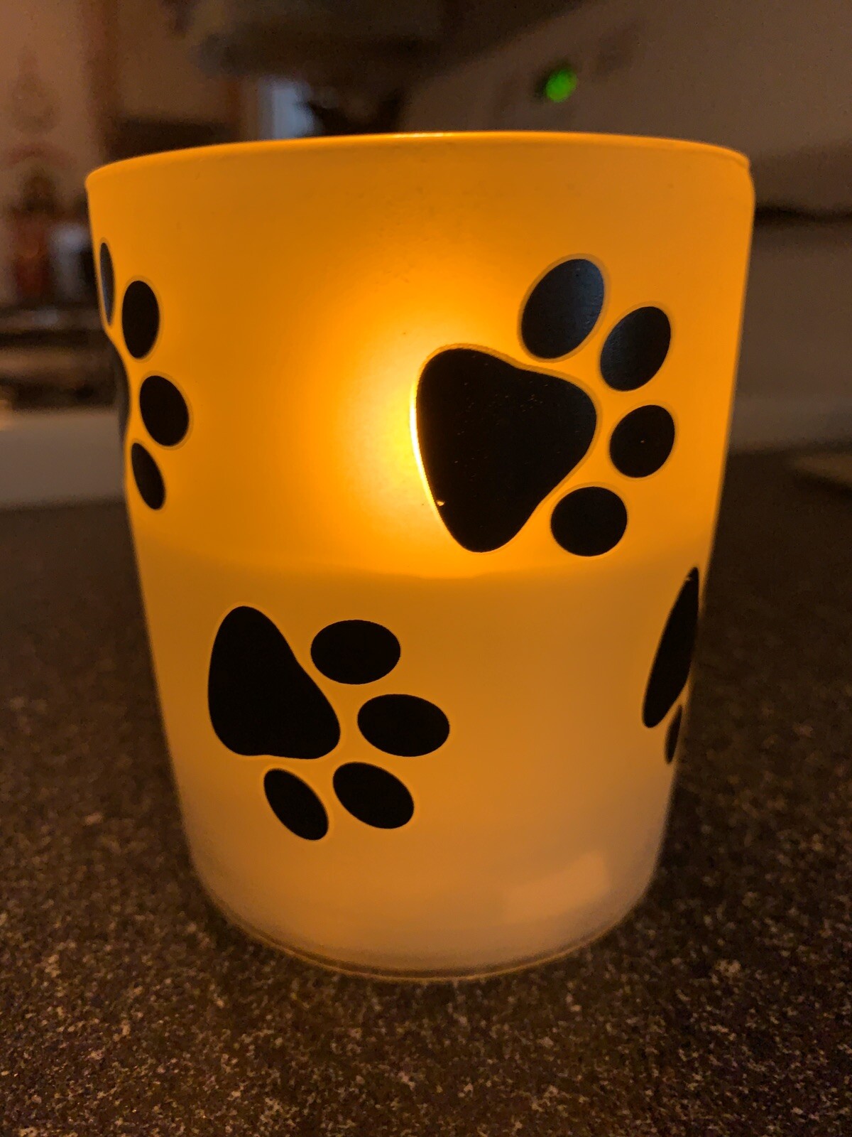 LED Lighted Puppy Dog Paw Print Glass Candle Battery Operated Unique ...