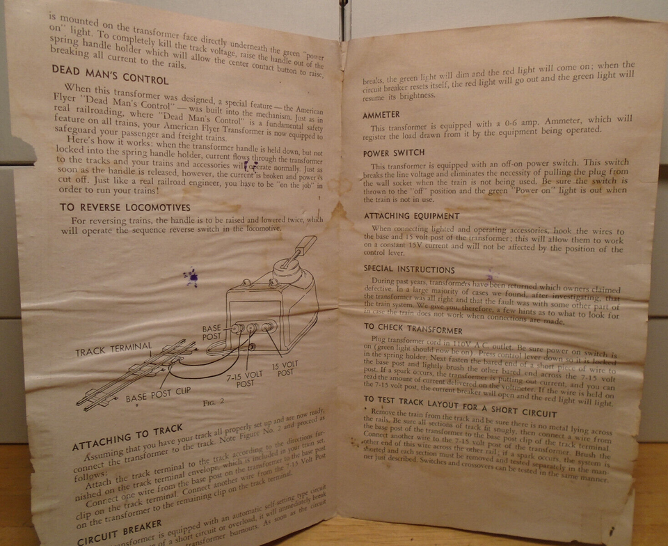 ORIGINAL AMERICAN FLYER #M2945A INSTRUCTIONS FOR #19B TRANSFORMER | eBay