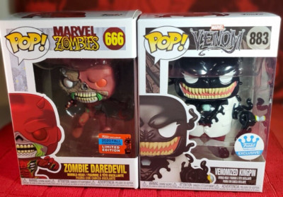 Funko Pop Marvel ZOMBIES - ZOMBIE DAREDEVIL #666 NYCC & VENOMIZED ...