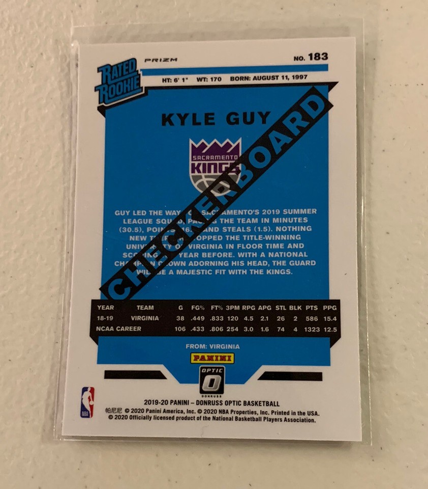 2019-20 Kyle Guy Rookie SSP Optic Checkerboard Card Sacramento Kings | eBay