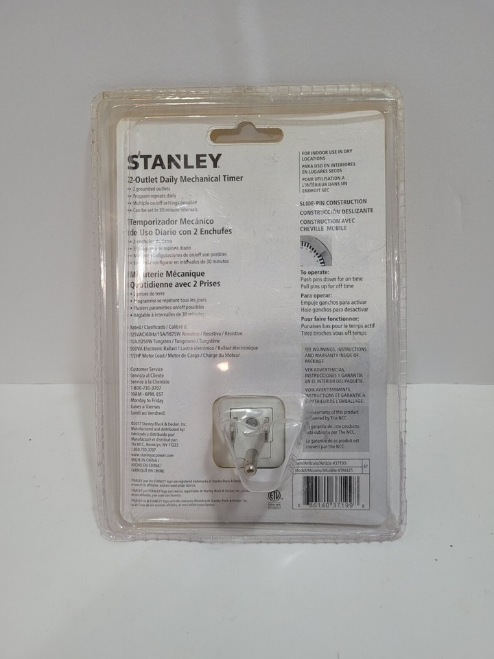 Stanley Timer Mechanical TimeIt Twin 2 Outlet 24 Hour Mechanical Timer ...