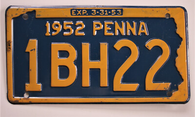1952 Penna License Plate Pennsylvania | eBay
