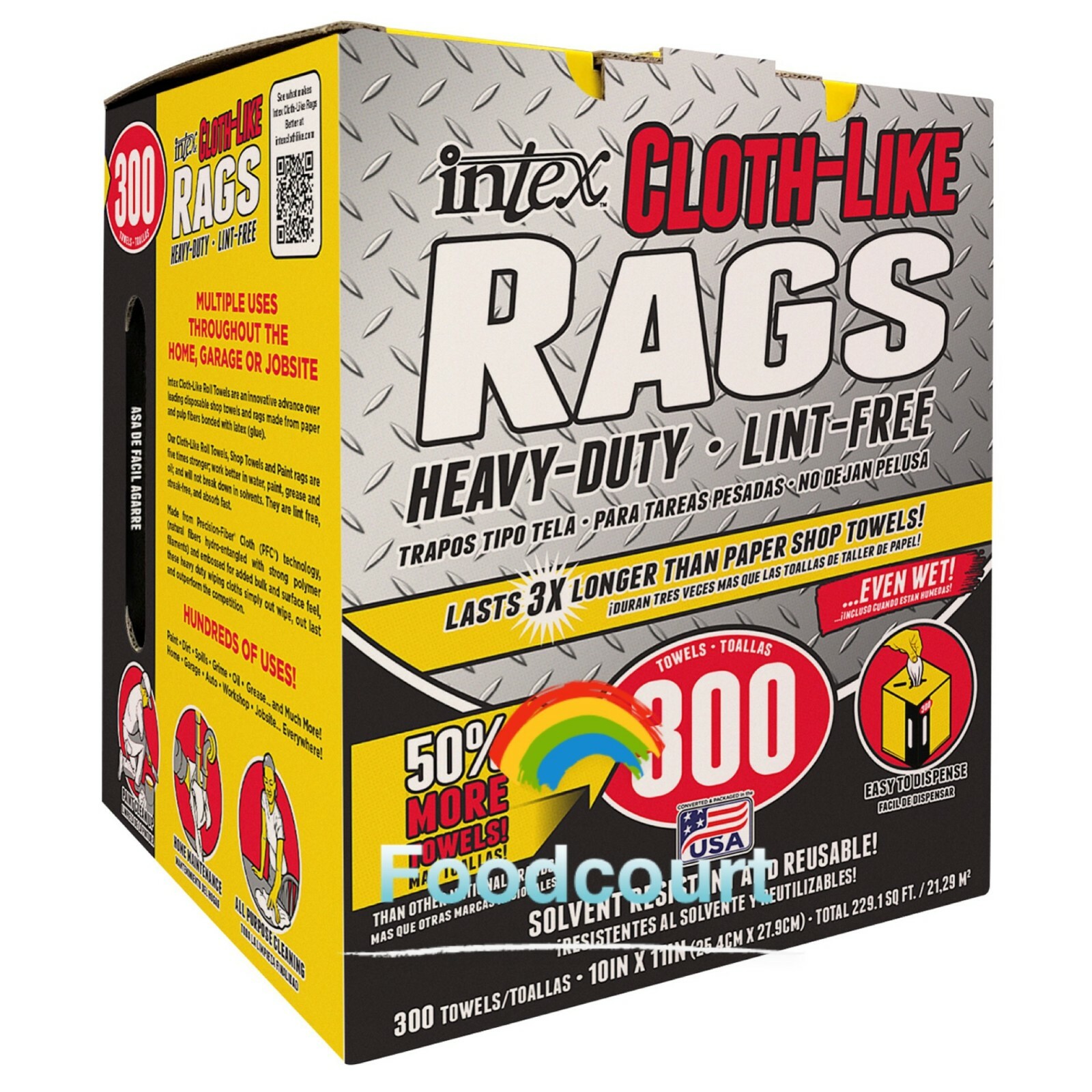 2 Packs Intex Cloth-Like Rags in a Box 300 Towels, 10"x11" Heavy-Duty ...