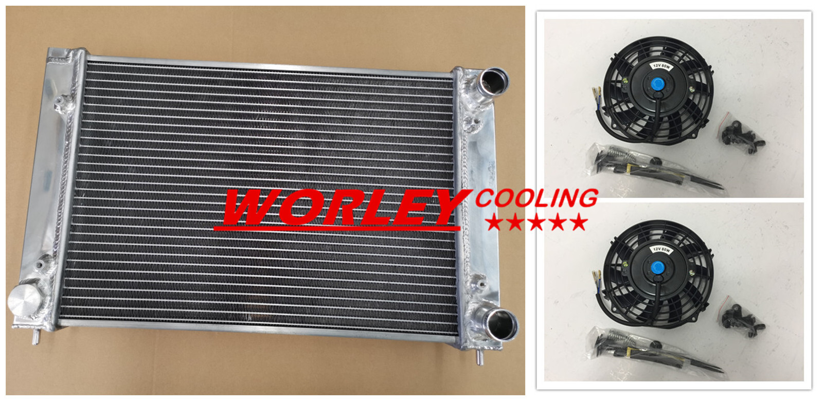 NJ-ALUMINUM RADIATOR & fans for 1986-91 VW Jetta MK2 1.8 16V PL/KR code ...