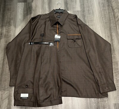 Pronti Collection By Phita Two Piece Brown Plaid Pants Set - 5XL | eBay