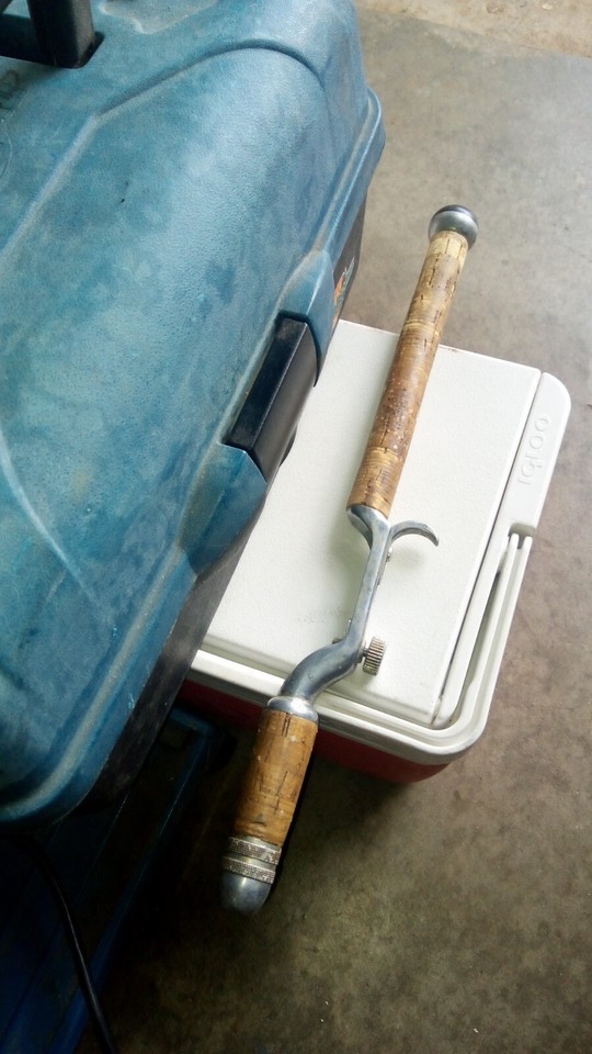 VINTAGE HERTER'S CASTING ROD HANDLE 17" CORK AND ALUMINUM CONSTRUCTION ...