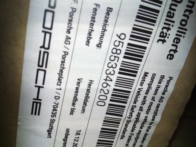 Original Porsche Cayenne 9y Window Regulator Rear Door Rear Right ...