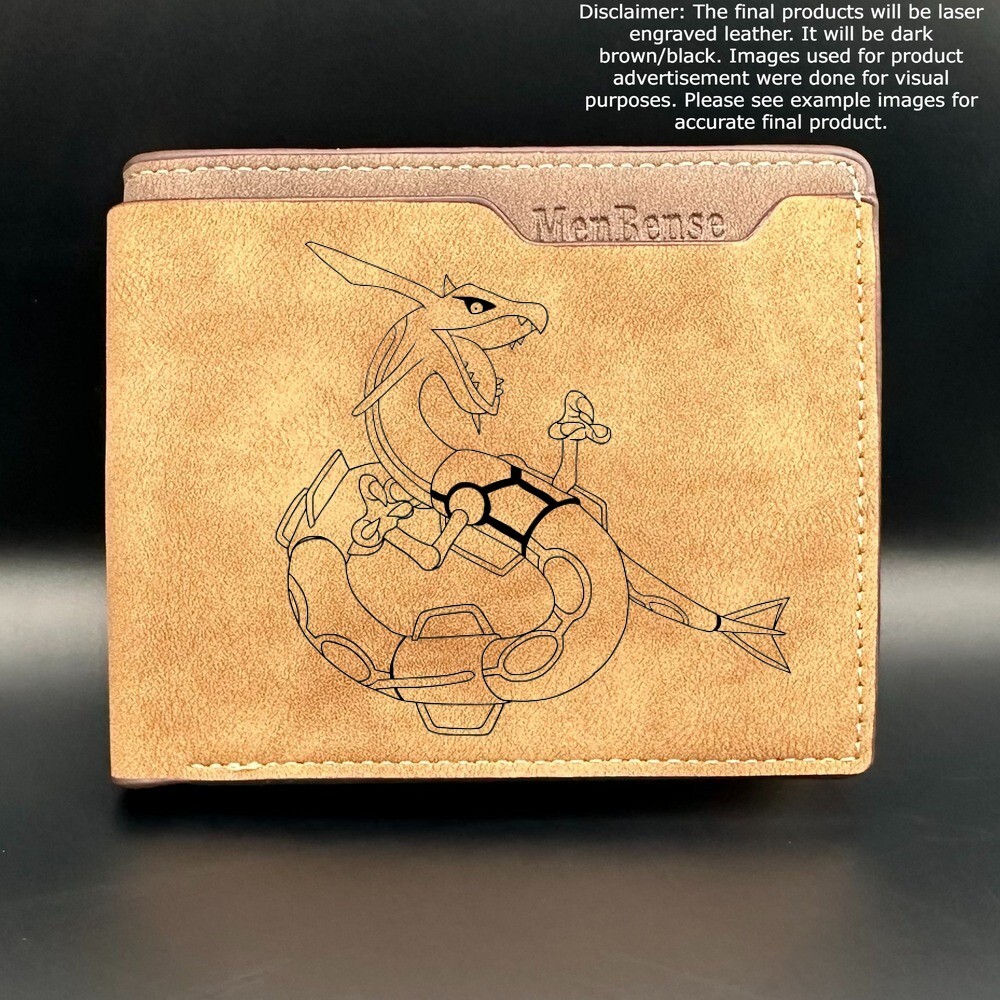 Custom RAYQUAZA Leather Bi Fold Wallet - Laser Engrav… - Gem