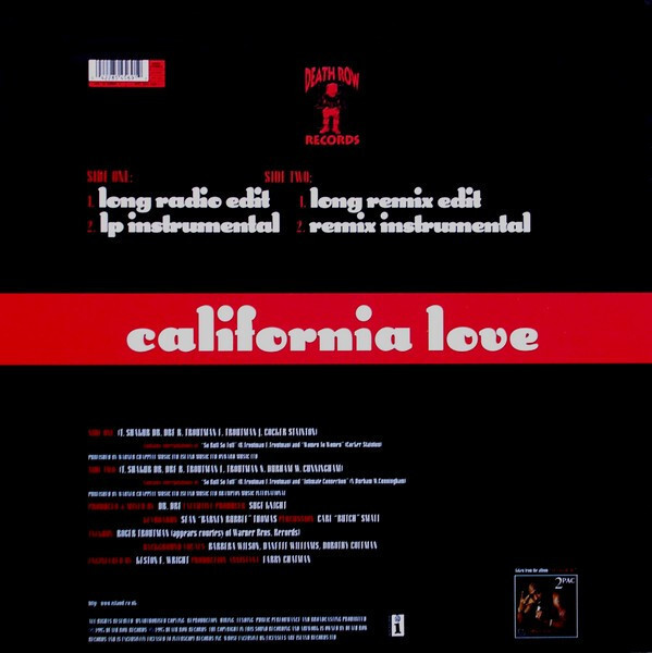 2Pac – California Love (1995) Death Row Records 12" vinyl 45RPM NEW ...