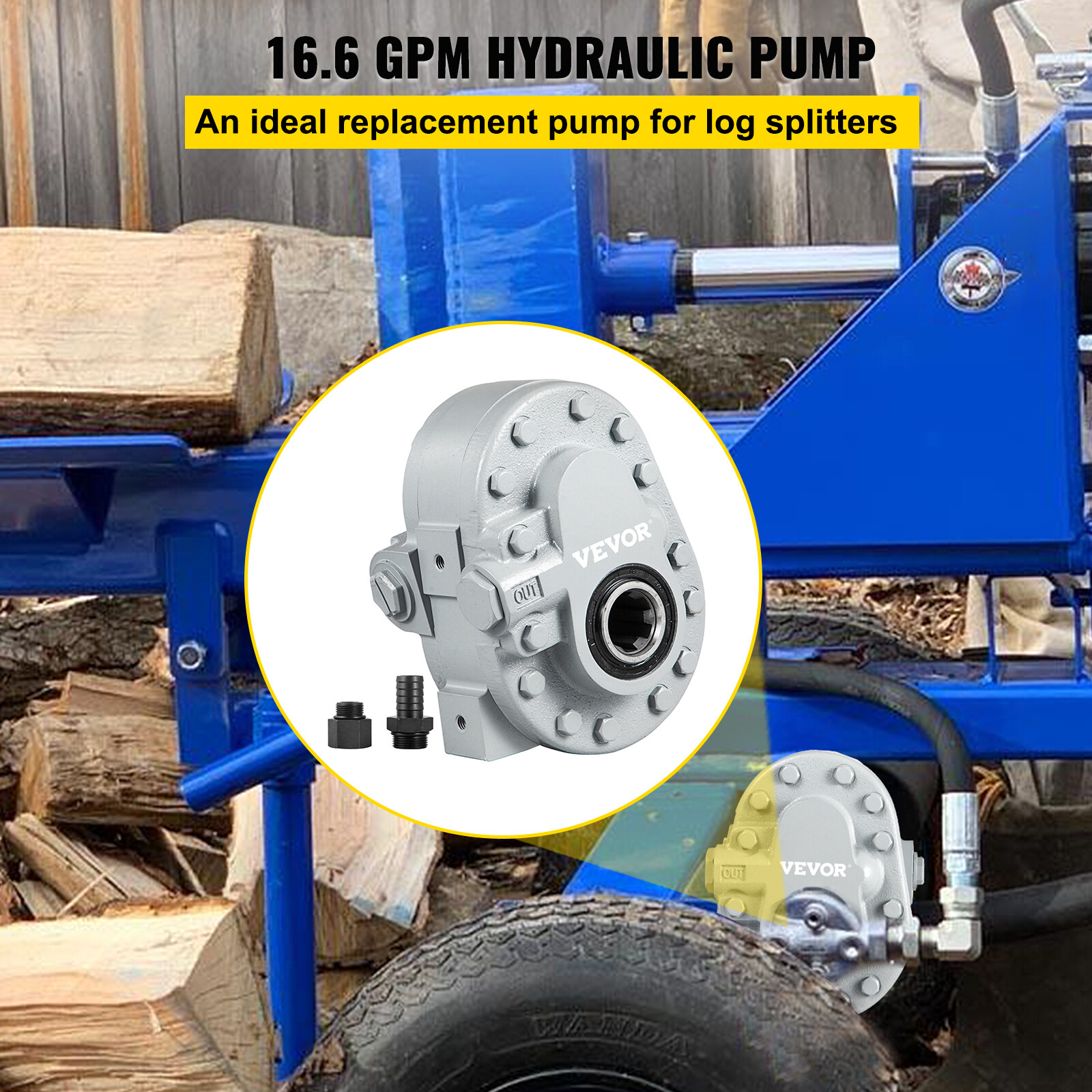 VEVOR Hydraulic Tractor PTO Pump GP-PTO-A-7-6-S 16.6 GPM 540 RPM 9-8902 ...