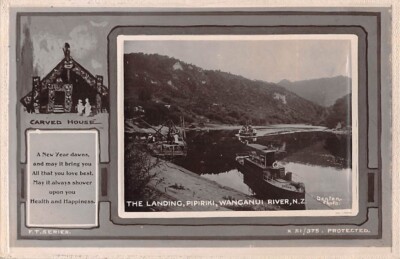 PIPIRIKI, NZ ~ WANGANUI RIVER LANDING, TANNER NEW YEAR REAL PHOTO PC ...