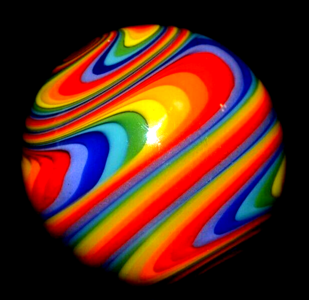 JAY SLACK GLASS MARBLE/1.443"-LOBED RAINBOW ARRAY-LILAC,LAVENDER,MINT ...