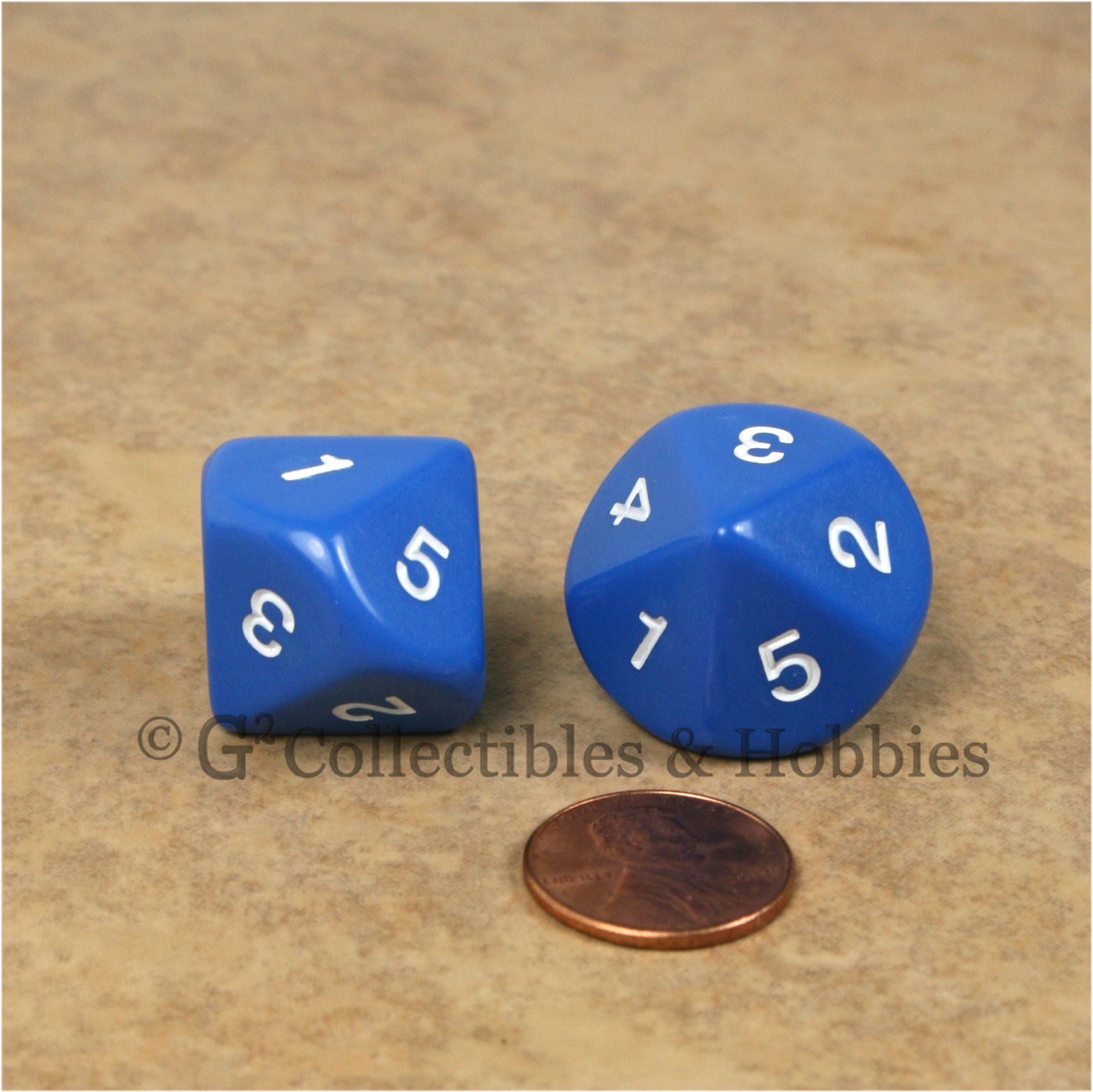 NEW Pair of Large 20mm Blue D5 Ten Sided 1 to 5 Twice Game Dice D&D RPG ...