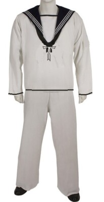 WW2 vintage RANS Royal Australian Navy tropical white cotton square rig ...