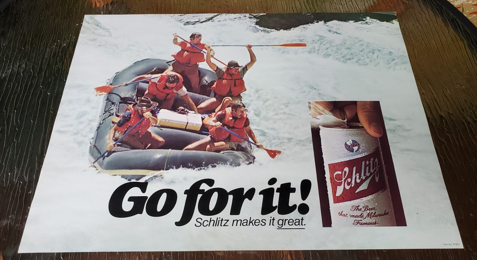 Vintage Schlitz Beer poster, "Go For It" white water rafting. | eBay