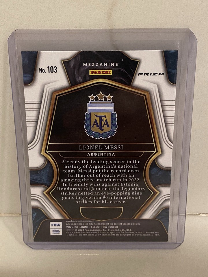 Lionel Messi 2022-23 Panini Select FIFA Purple Mojo Prizm Mezzanine SP ...