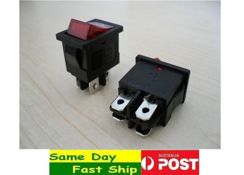 2 x Rocker on/off Switch AC 10A/125V 6A/250V 4 Pin DPST KCD1-104 Red ...
