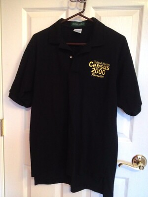 U.S. Census 2000 Collared Shirt Outer Banks Black Med or Small | eBay