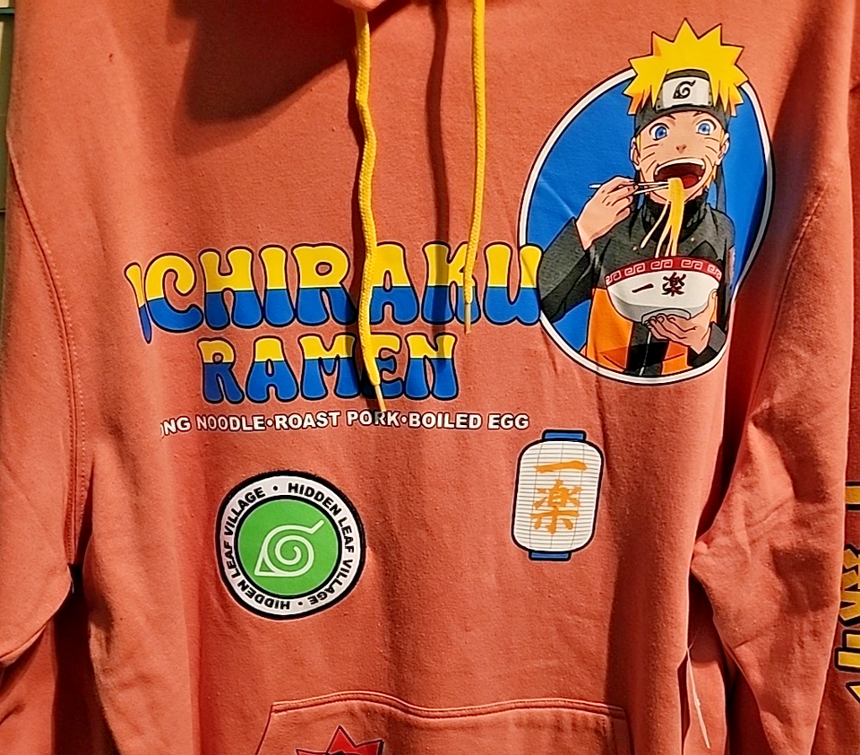 Ichiraku Ramen Naruto Salmon Hoodie - Hidden Leaf Village - Mens XL ...