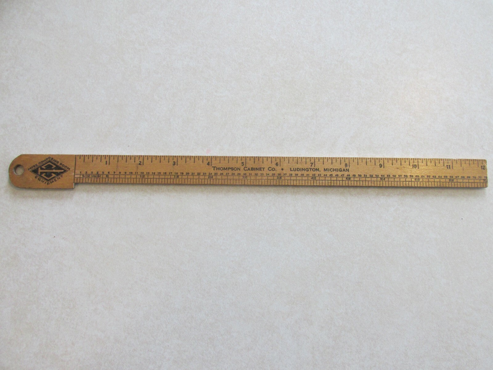 A Advertising Wood 12" Ruler Thompson Cabinet Co Ludington MI Michigan ...