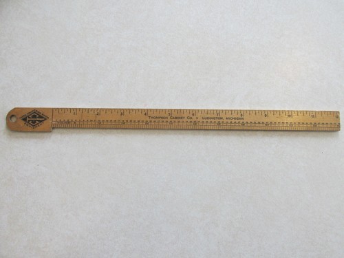 A Advertising Wood 12" Ruler Thompson Cabinet Co Ludington MI Michigan ...