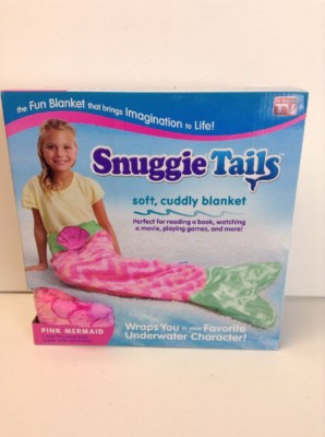 Snuggie Tails Pink Mermaid with Green Tail Cuddly Blanket 54 X 28 ...