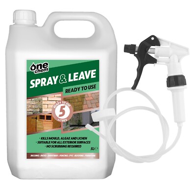 Spray and Leave 5L One Chem Ready to Use Kills Algae Mould Long Hose ...