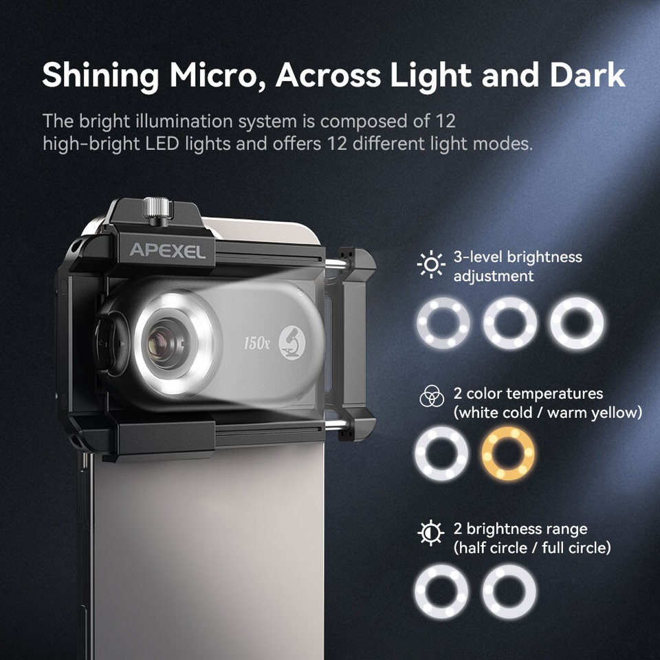 APEXEL Smartphone Microscope Lens 150X Magnification Macro Camera ...