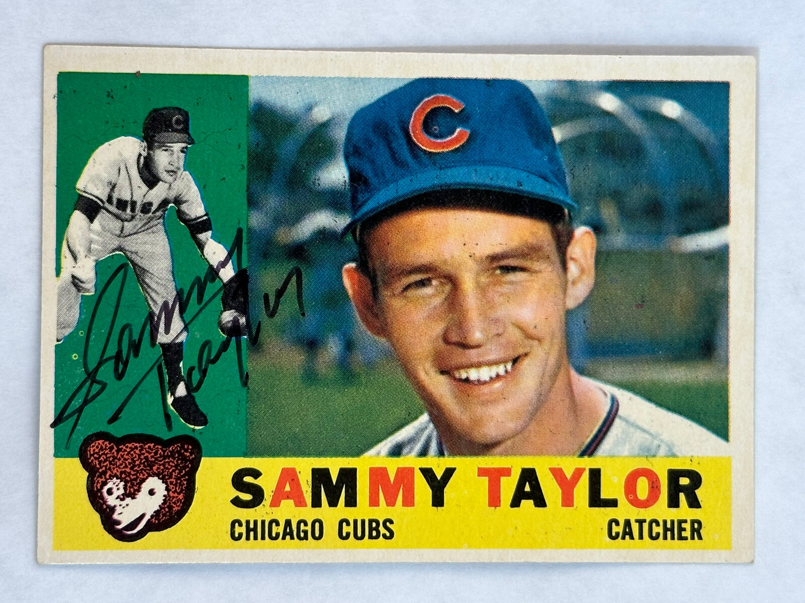 SAMMY TAYLOR 1960 TOPPS AUTOGRAPHED SIGNED AUTO CARD 162 CHICAGO CUBS ...