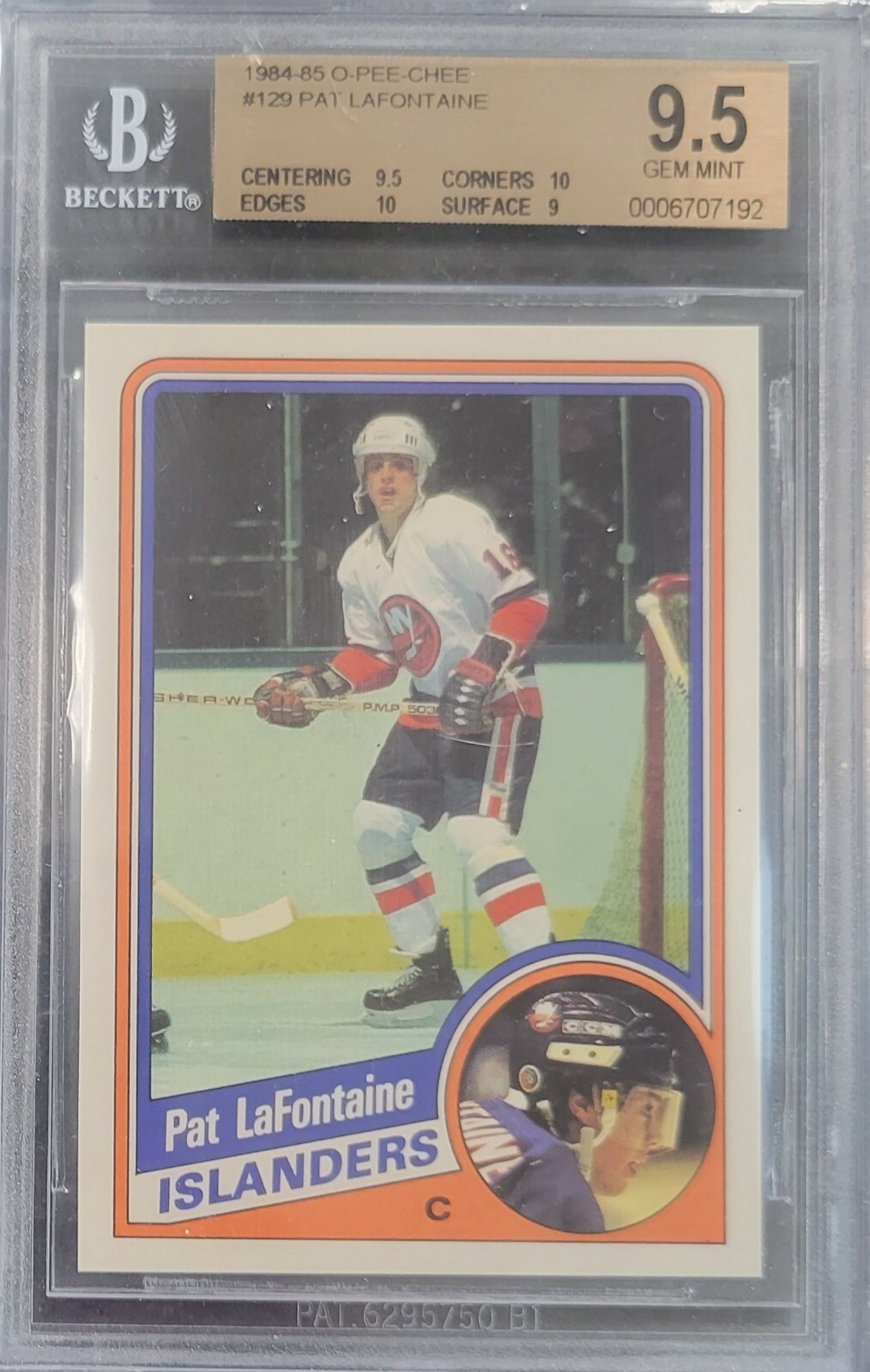 1984 OPC Pat Lafontaine BGS 9.5 GEM MINT HOF Rookie RC w/2 10's Sabres ...