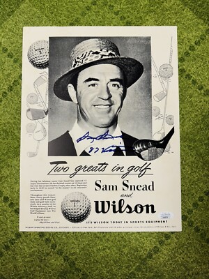 Sam Snead Signed 10x13 Wilson Advertisement Golf Photo Jsa Auto | eBay