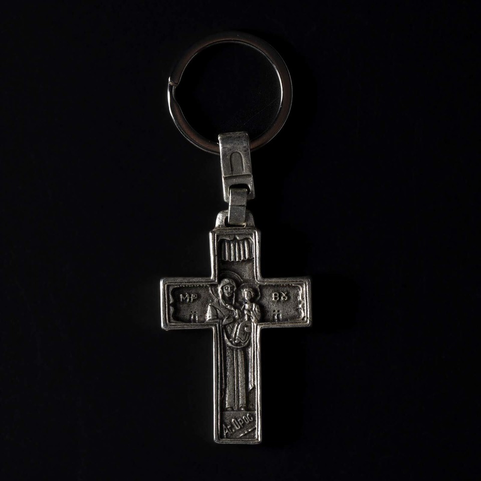 Crucifix Keychain with Theotokos - Orthodox Key Ring, Authentic ...