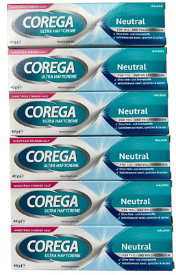 6x COREGA Ultra Haftcreme Neutral, Ohne Farb- und Aromastoffe (6x40g ...