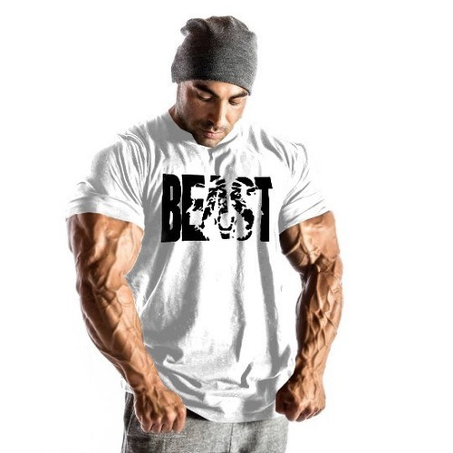 Men Gym Beast Bodybuilding Fitness Sport Workout Casual Cotton T-shirt ...