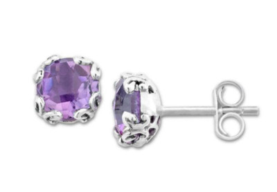 Samuel B Behnam Amethyst Glow Stud Earrings Sterling Silver 59672 | eBay