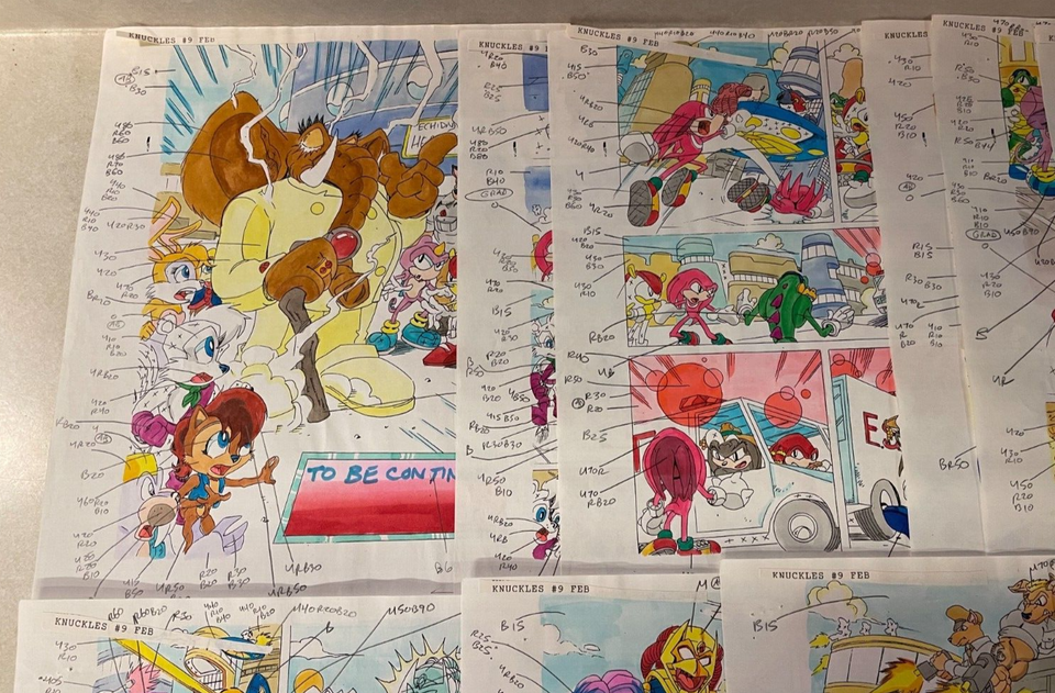 KNUCKLES #9 COMIC ART color guides RARE Complete 22 pages SONIC ...