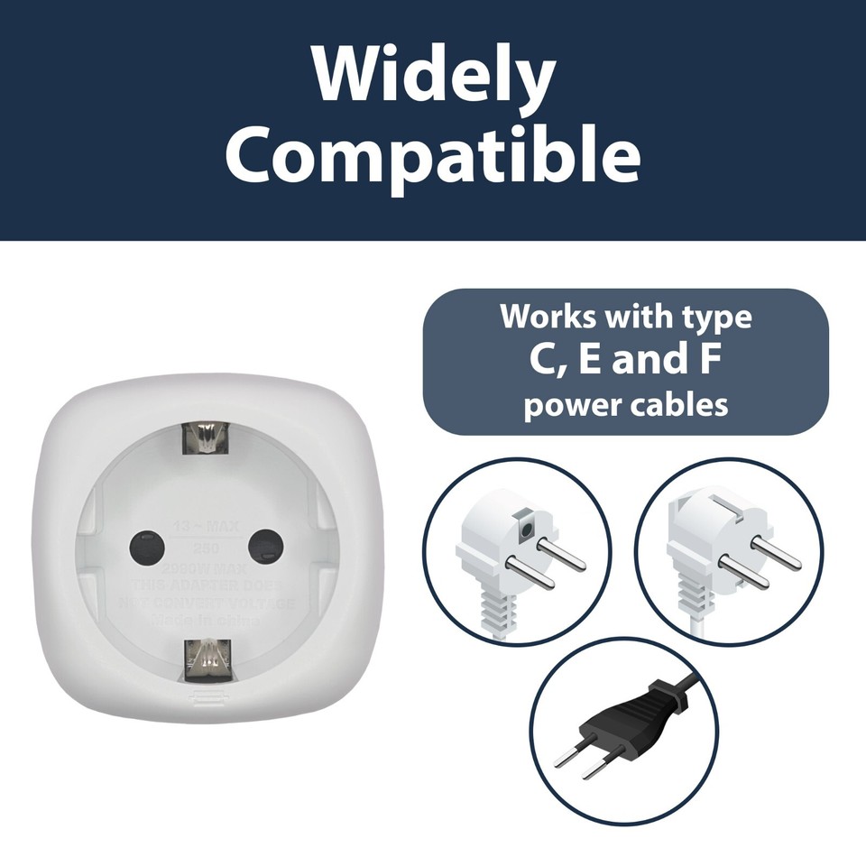 EU to UK Plug Adapter | Converts Euro 2 pin Schuko to UK Mains 3 Pin ...