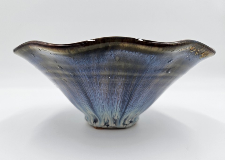 Bill Campbell Pottery Bowl Signed Drip Glaze 7.75" Wide | eBay