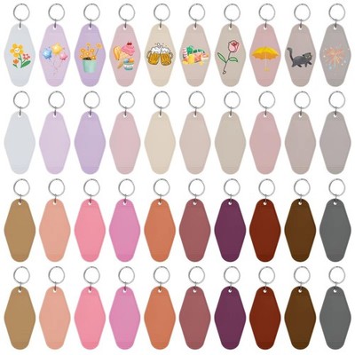 40 PCS Hotel Keychain Blank with Key Rings, 20 Colors Plastic Rhombus ...