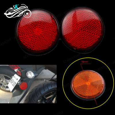 2 Pieces Round Red Reflectors Universal For Motorcycles ATV Bikes Dirt ...