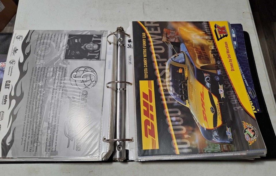HUGE LOT Binder FULL of NHRA Drag Racing Handouts Promotional Cards ...