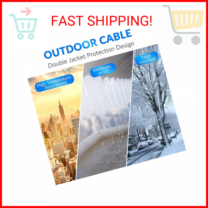 Cat6 Outdoor Ethernet Cable 100ft, Heavy Duty Double Jackets Internet ...