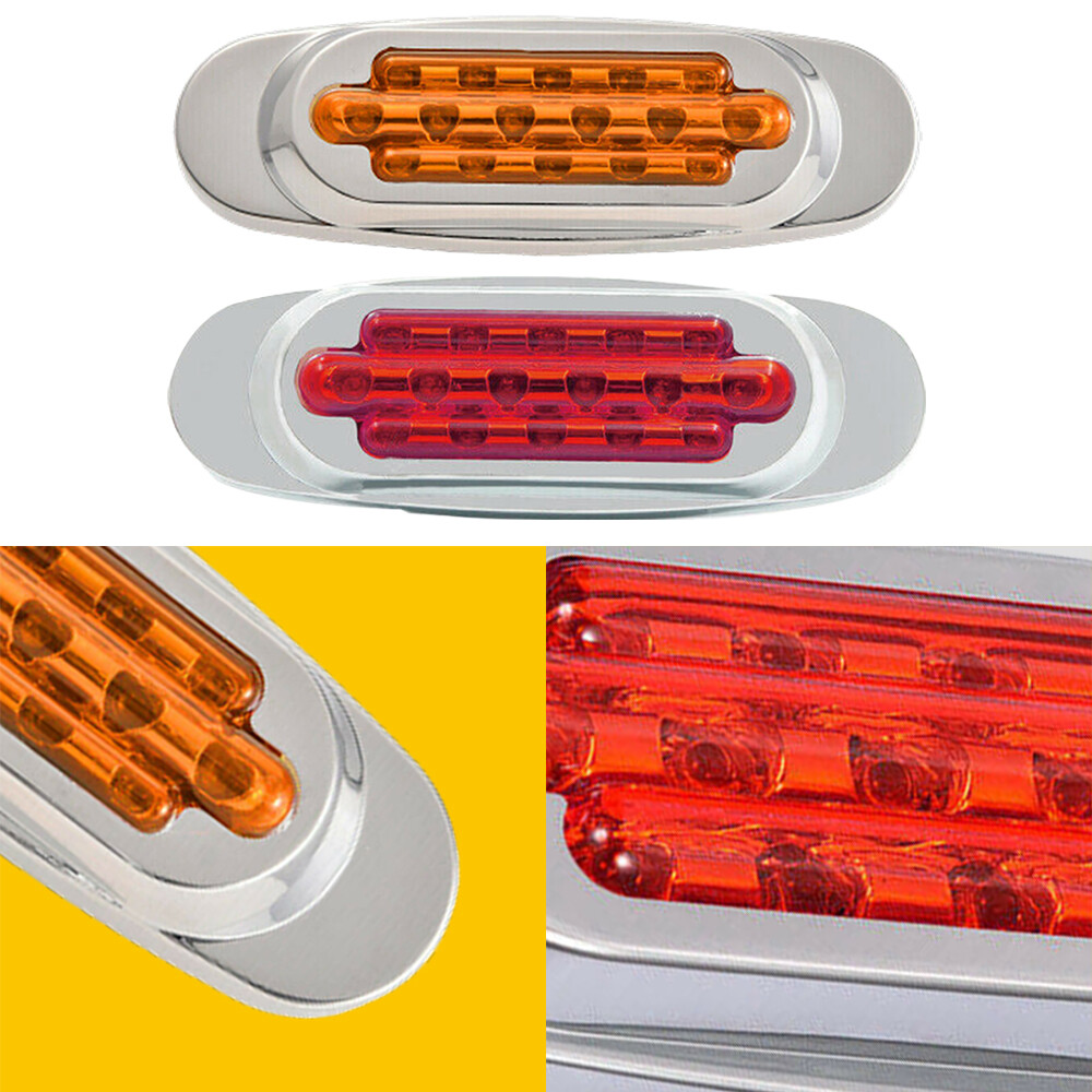 10X 12V Marker LIGHTS LED Amber Red Truck Trailer RV Oval Clearance ...