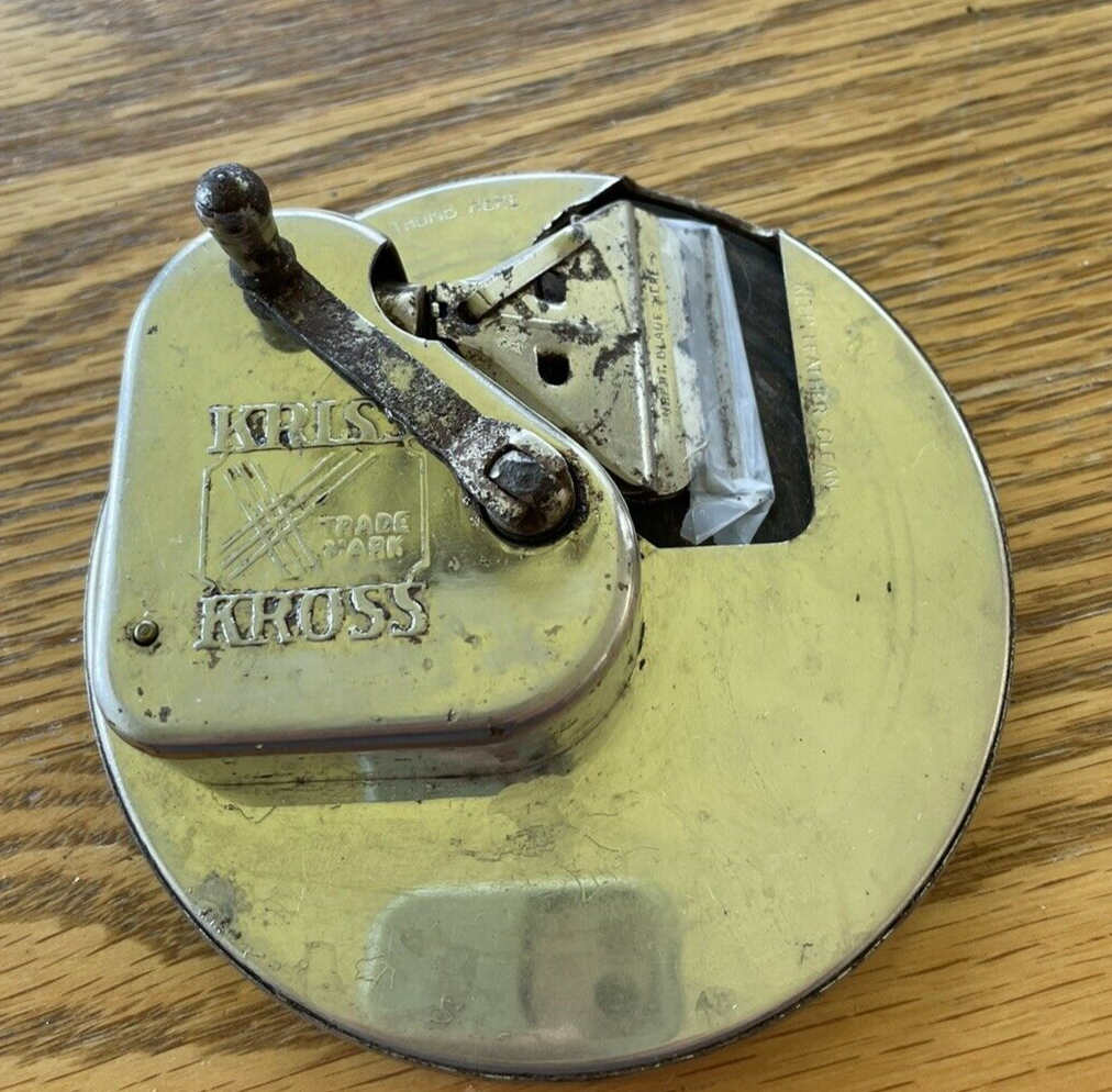 VINTAGE KRISS KROSS RAZOR BLADE SHARPENER STROPPER MADE USA RHODES MFG ...