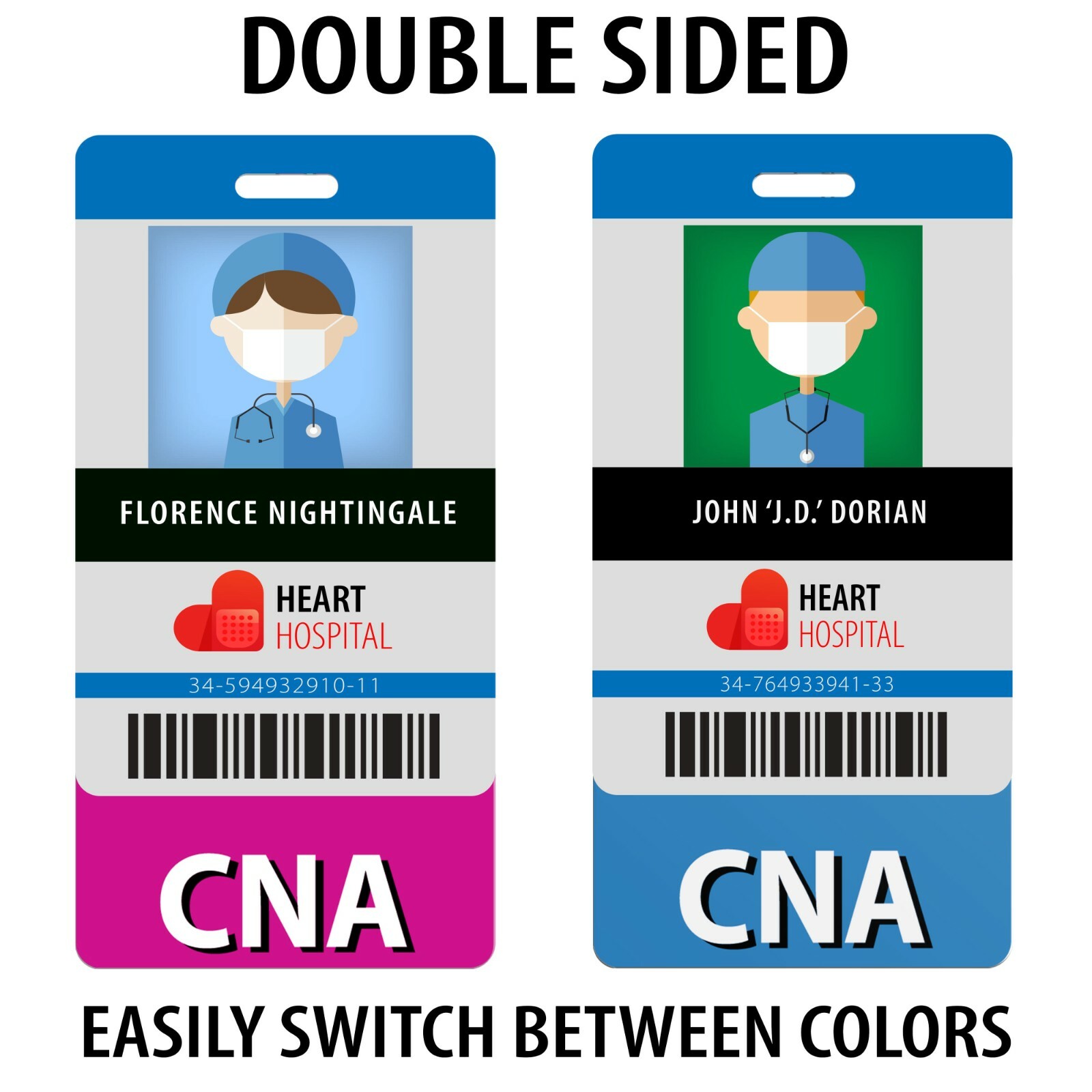 CNA Badge Buddy - Pink/Blue - Vertical Certified Nursing Assistant - By ...