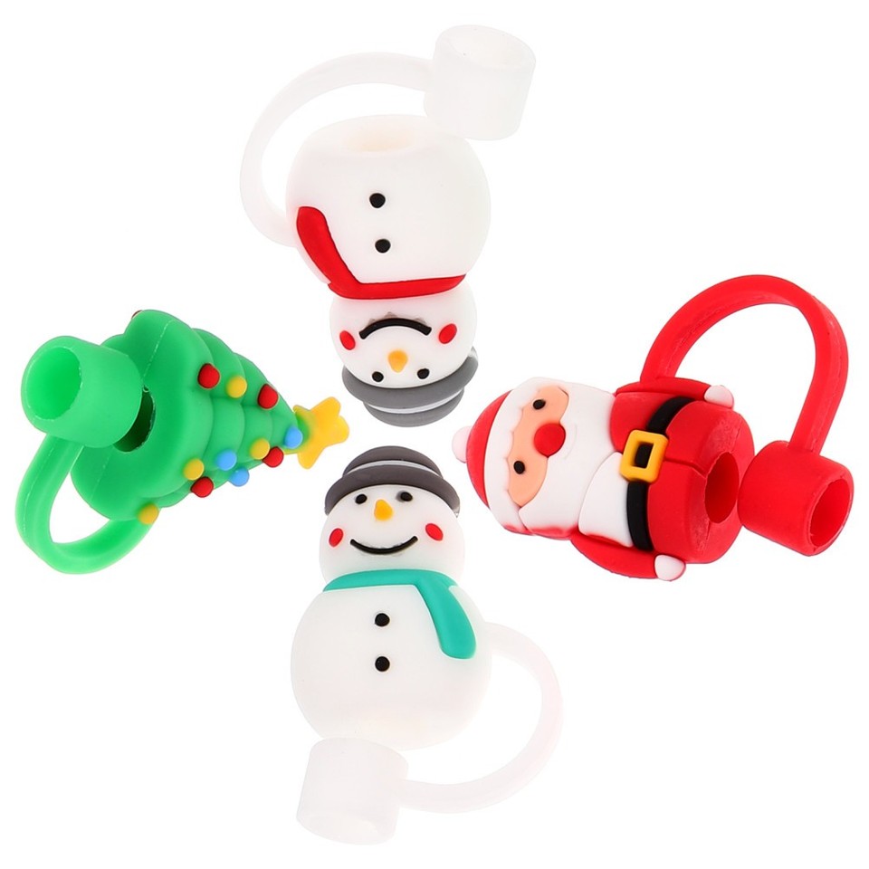 4pcs Straw Tips Straw Topper Christmas Straw Covers Xmas Straw Covers ...